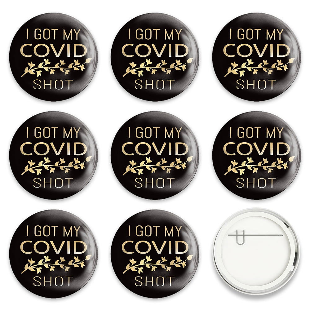 9 Pcs Black Gold Vaccine Button Pins I Got My Covid Shot Bud Pattern ...