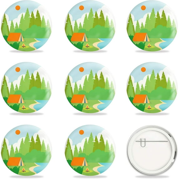 9 Pcs Camping Icon Pinback Buttons Brooch for Adults people Men or ...