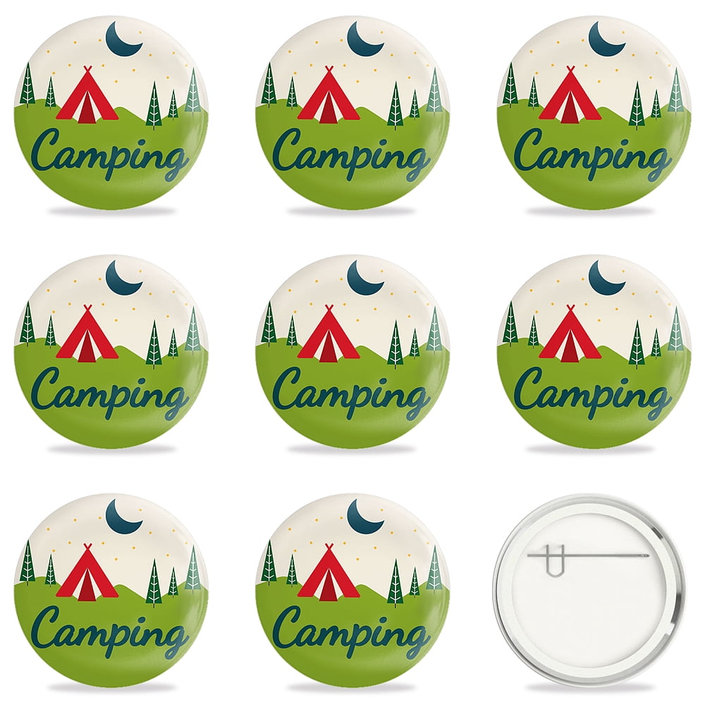 9 Pcs Camping Pins Button Badges Decorations for Adults people Men or ...