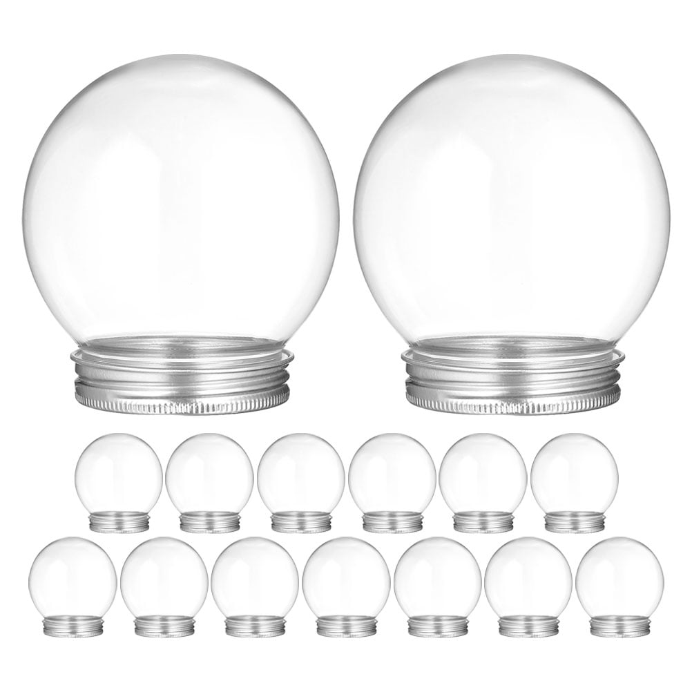 FONDOTIN Plastic Snow Globes Kit Round Holiday Decorations 9Pcs ...