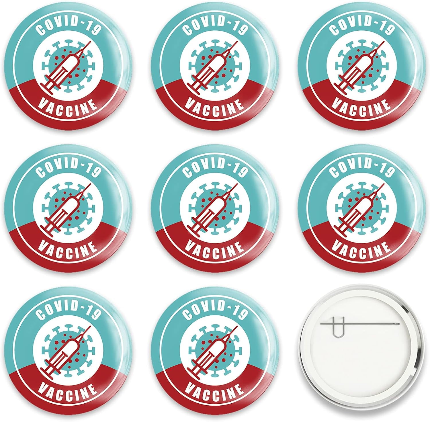 9 Pcs Cartoon Vaccine Button Pins I Got Vaccinated Red and Blue For Men ...