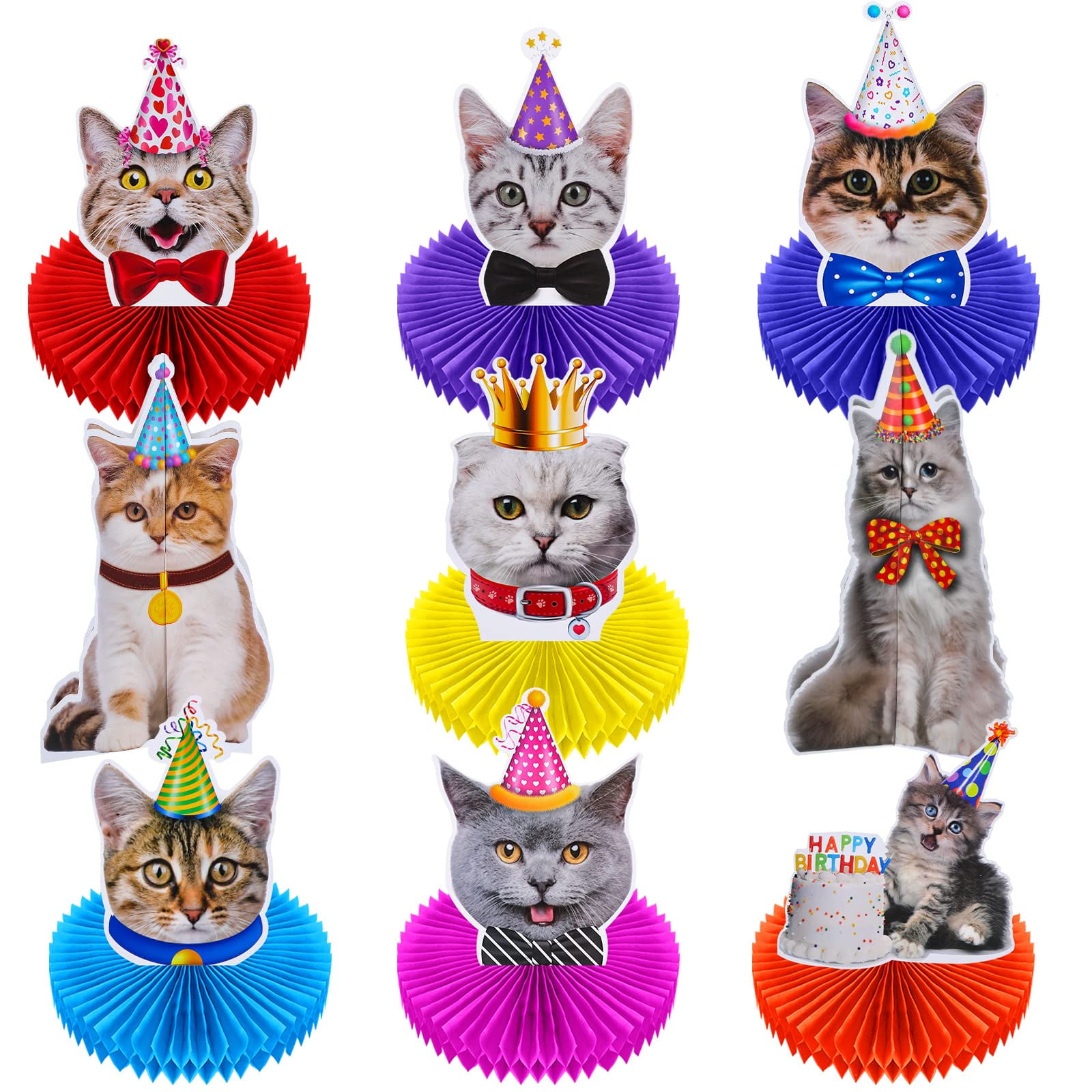 9 Pcs Cat Themed Honeycomb Centerpieces Cats Party Decorations Cat ...