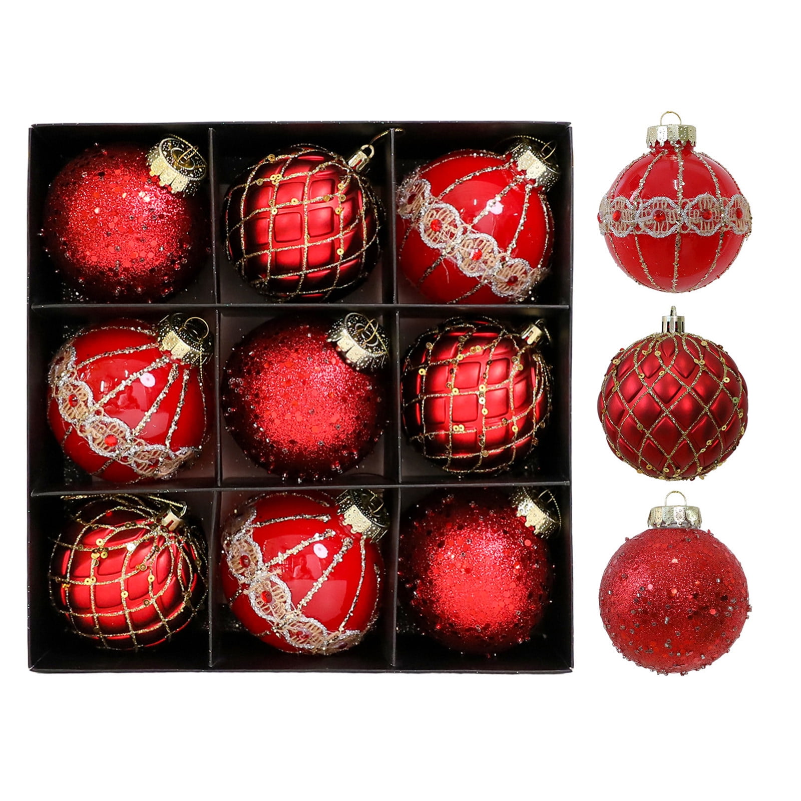9 Pcs Christmas Ball Ornaments Assorted Christmas Tree Balls ...