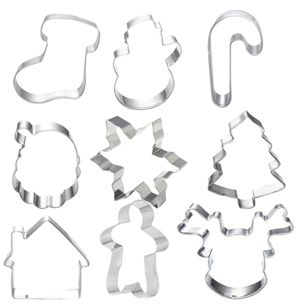 9 Pcs Christmas Elements Shape Cookie Cutters Stainless Steel DIY Mold ...