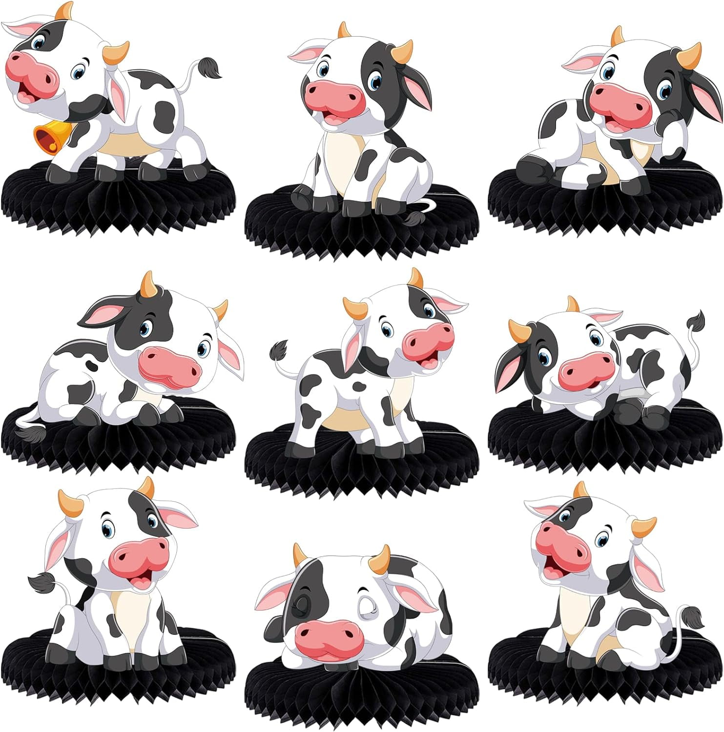 9 Pcs Cow Honeycomb Centerpieces - Farm Animal Party Decorations Funny ...