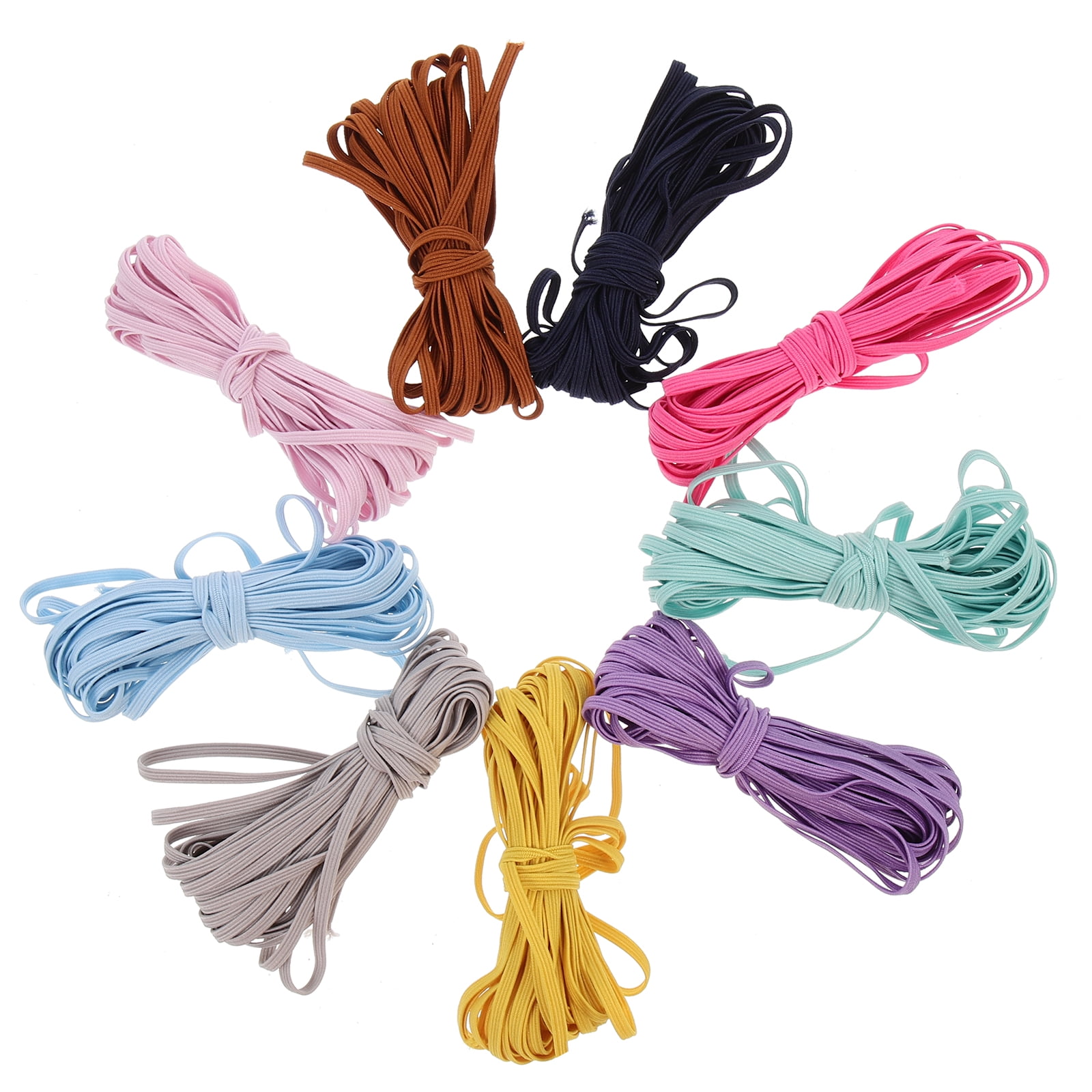 9 Pcs DIY Flat Elastic Band Colorful Strap Colored Bands Mask Belt ...