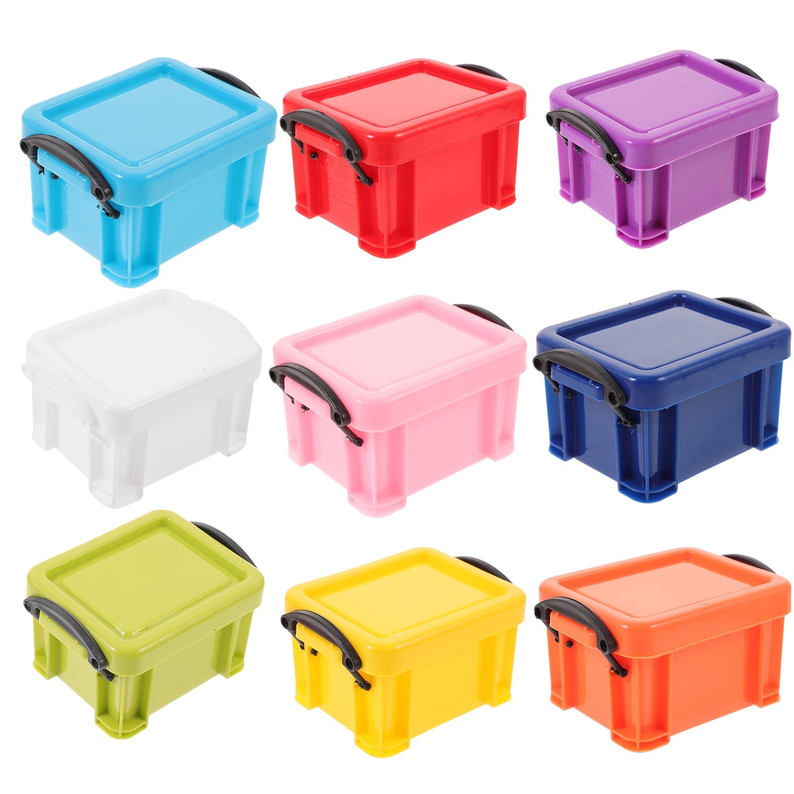 9 Pcs Desktop Storage Box Mini Lock Stationery Cosmetics Beaded Buttons ...