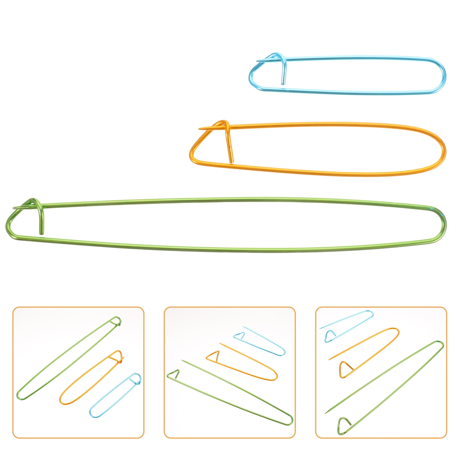 9 Pcs Detachable Big Pin Metal Stitch Holder Tool Crochet Needles DIY ...