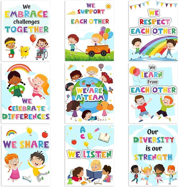 9 Pcs Diversity Classroom Decorations Rainbow Diversity Posters ...