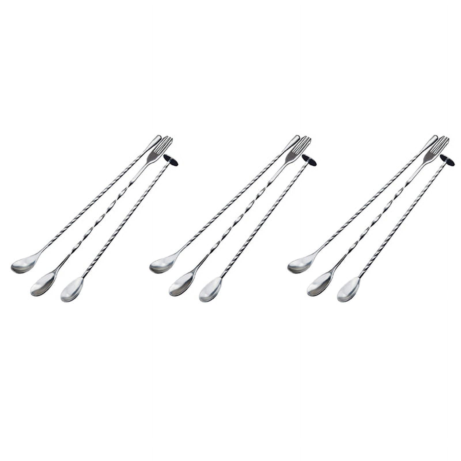 9 Pcs Extra Long Stainless Steel Mixing Spoons Spiral Pattern Bar ...