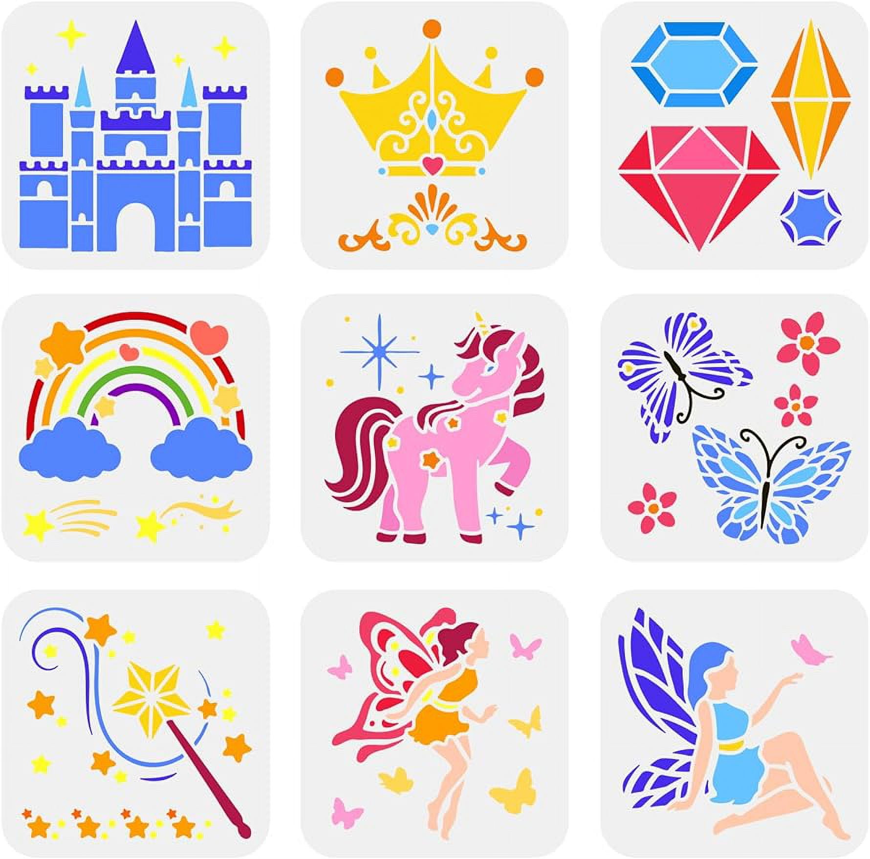 9 Pcs Fantasy Theme Stencils 5.9x5.9 inch Butterfly Stencil Plastic ...
