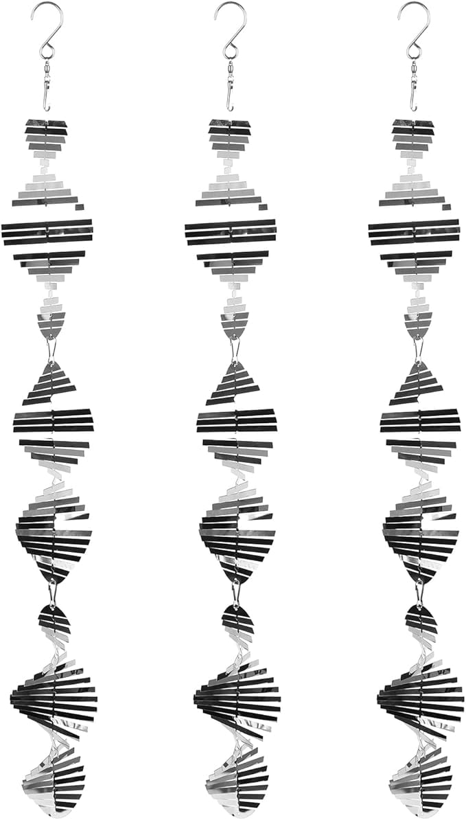 9 Pcs Fish Bone Shape Bird Scare Discs Set 3D Reflective Wind Spinners ...