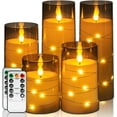 9 Pcs Flameless Candles with Embedded Star String Fairy Lights Battery ...