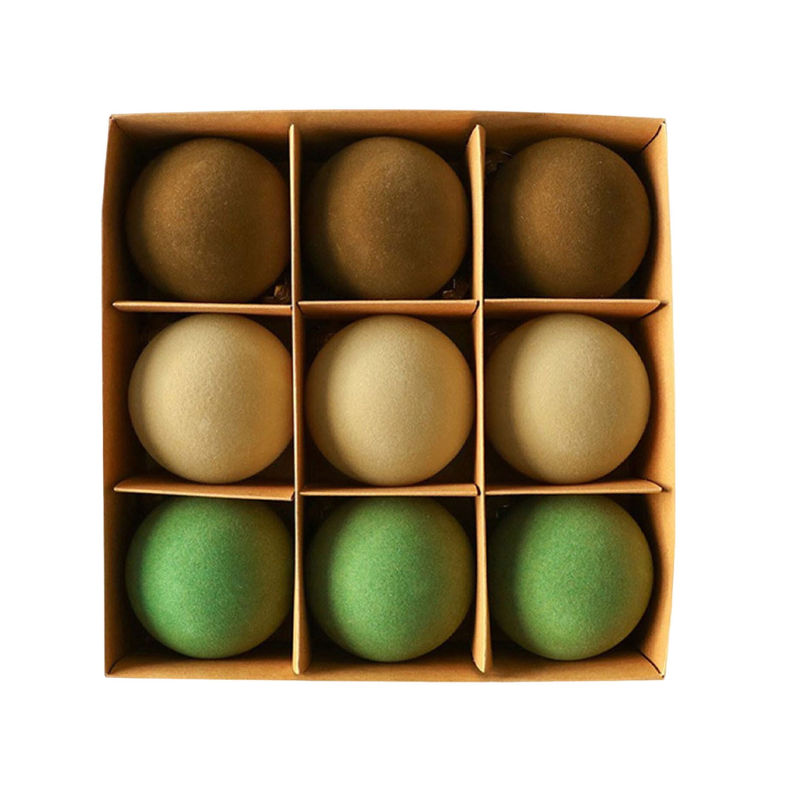 9 Pcs Flocked Velvet Christmas Ornament Balls | 3.15 Inch Brown Plastic ...