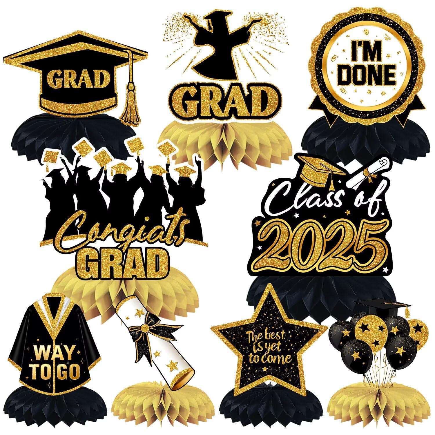 9 Pcs Graduation Decorations OIF8 2025 Graduation Centerpieces for ...
