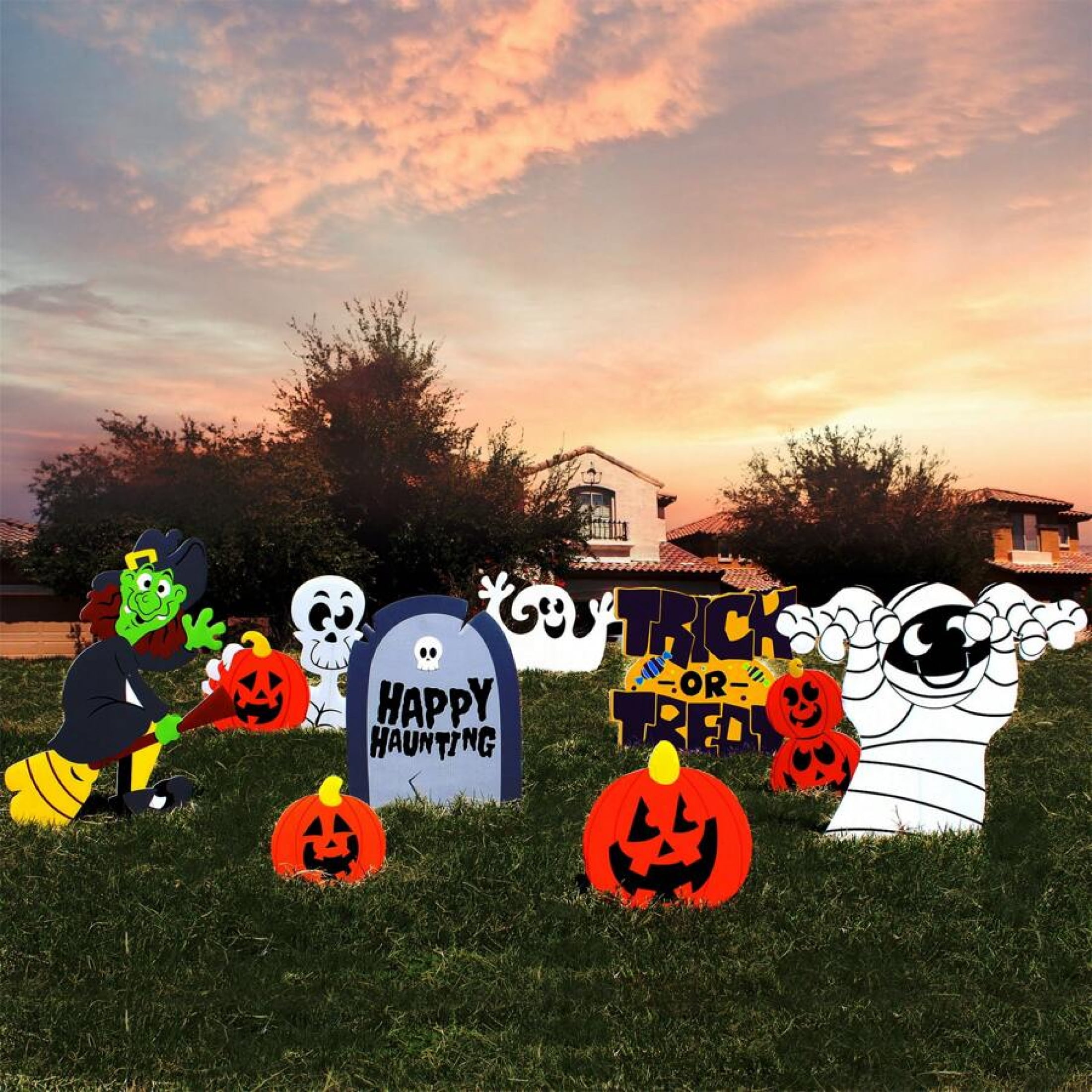 9 Pcs Halloween Outdoor Decorations, Corrugate Yard Stake Signs For ...