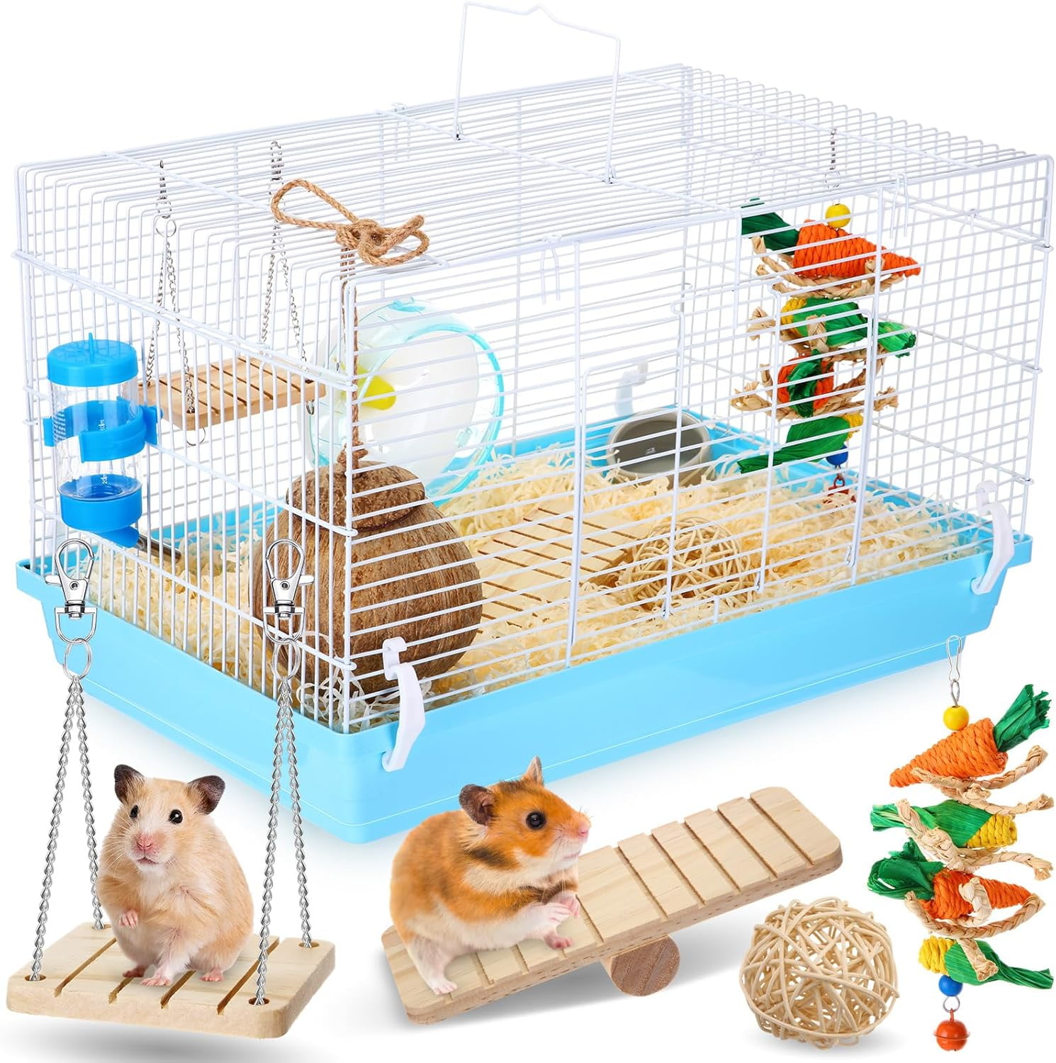 9 Pcs Hamster Starter Kit, Hamster Cage with Complete Set of ...