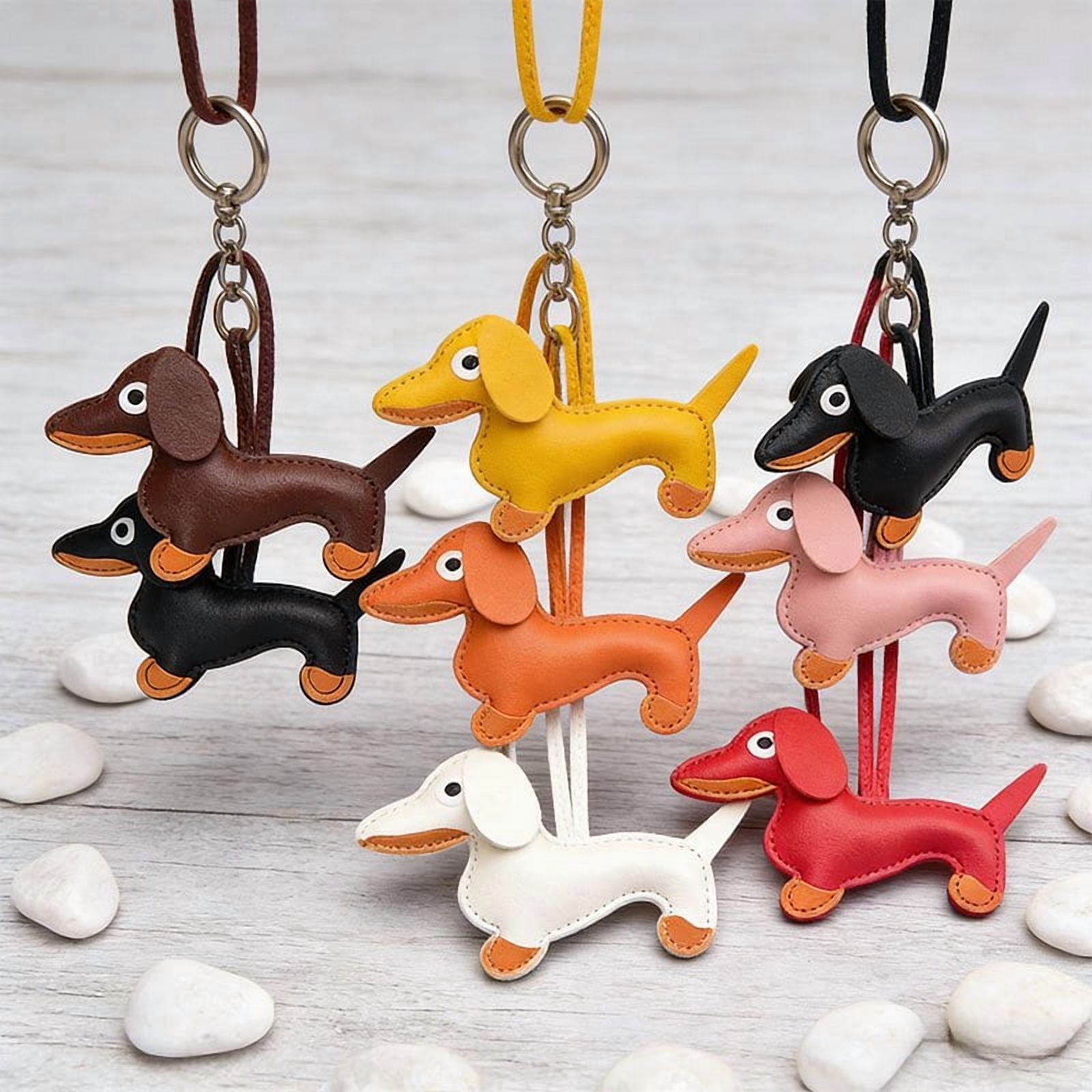 9 Pcs Handmade PU Leather Dachshund Keychains, Colorful Dachshund ...