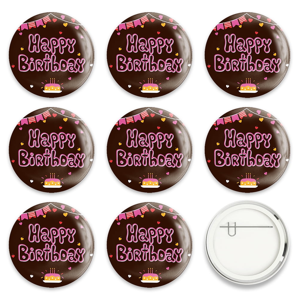 9 Pcs Happy Birthday Button Pins Happy Birthday to You Buttons Brown ...