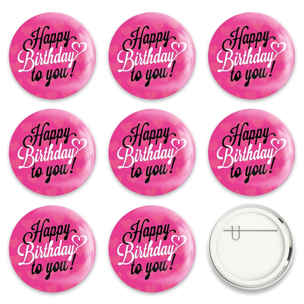9 Pcs Happy Birthday Button Pins Happy Birthday to You Buttons Pink ...