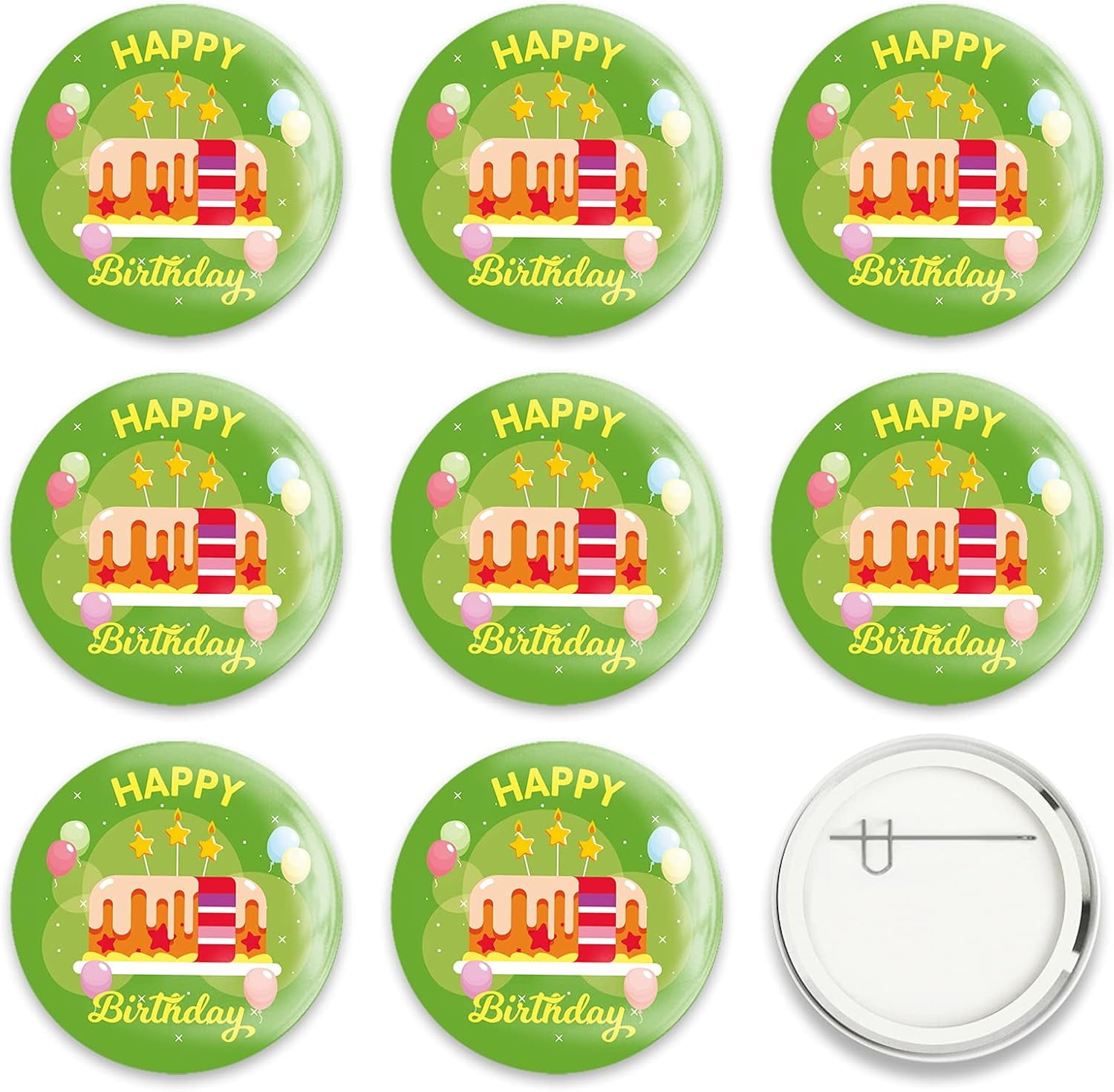 9 Pcs Happy Birthday Button Pins Happy Birthday to You Buttons Green ...