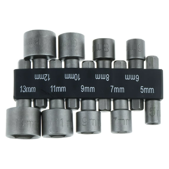 9 Pcs Hex Drill Bits Tools,5-13Mm Hex Shank Magnetic Nut Setter Driver ...