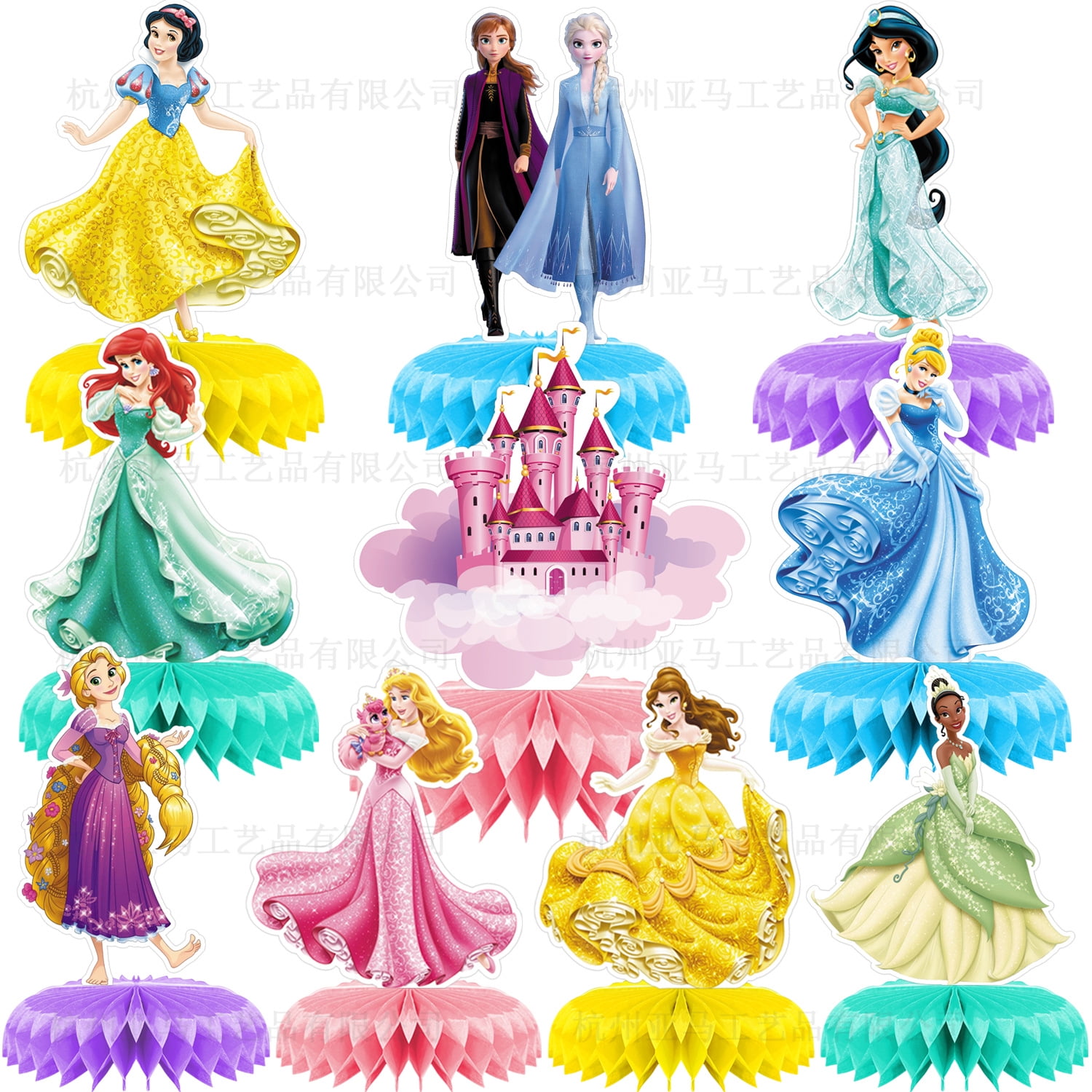 9 Pcs Honeycomb Centerpieces for Ariel Princess Party Supplies, Double ...