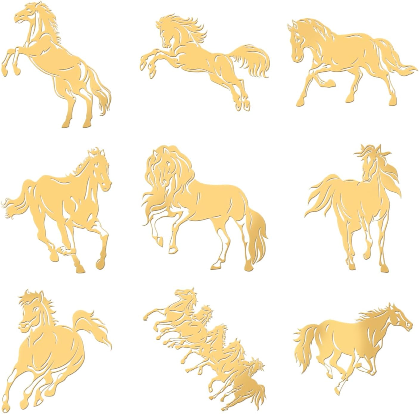 9 Pcs Horse Pattern Stickers Self Adhesive Golden Stickers Horse ...