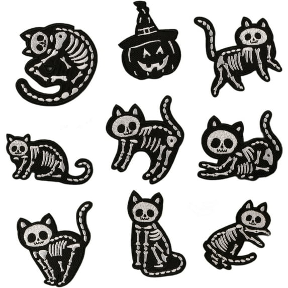 9 Pcs Iron on Patches Pumpkin Sewing PatchesSku11Cats Embroidery ...