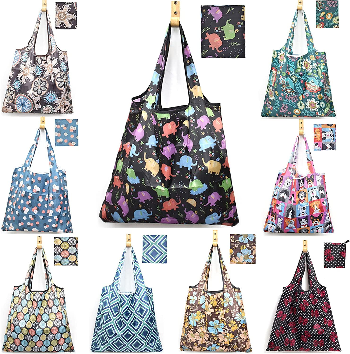 6 Pcs Extra-Large 50LBS Reusable Grocery Bags, Foldable, Washable, Eco ...
