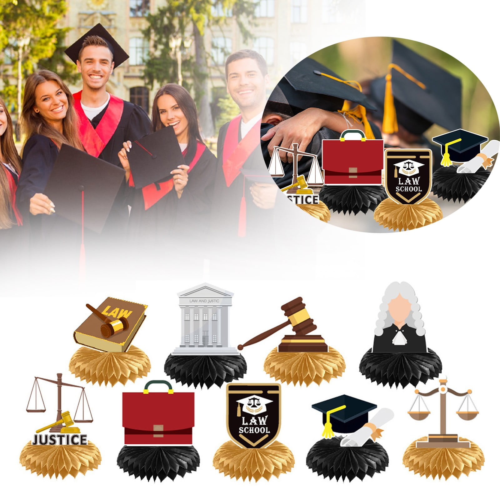 9 Pcs Lawyer Graduation Honeycomb Centerpieces Decorations for Table ...
