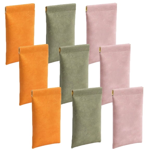 9 Pcs Leather Glasses Case Set (Orange & Green & Pink) - Waterproof ...