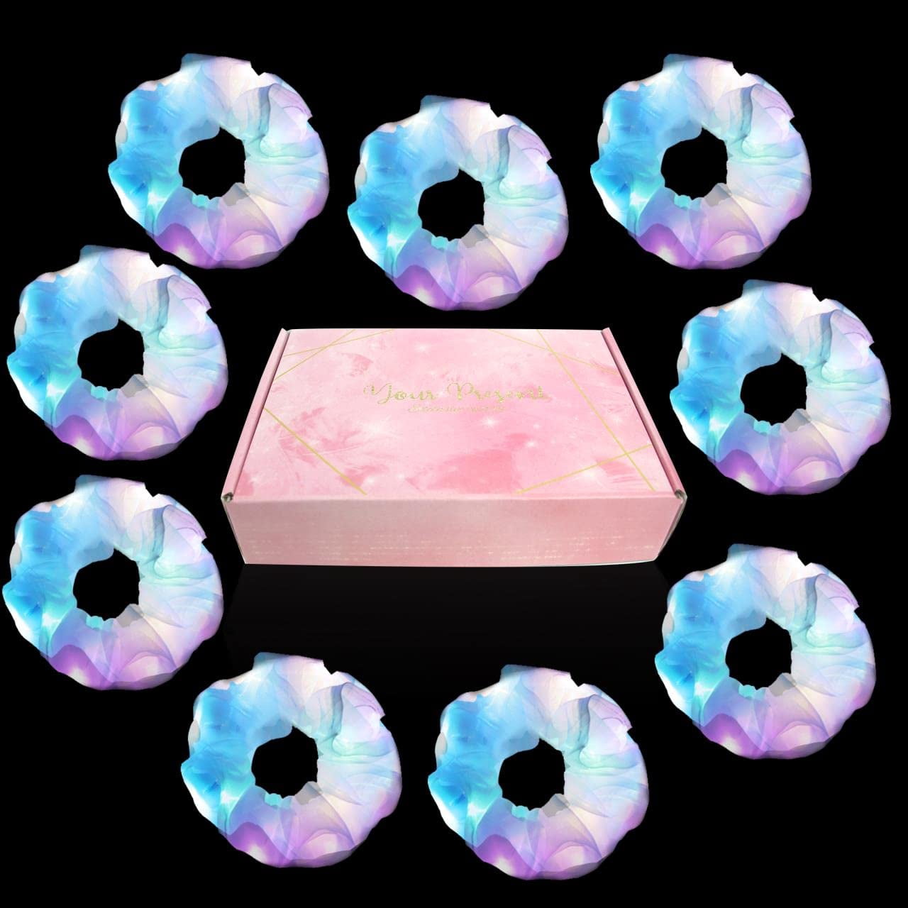 9 Pcs Light Up White Scrunchies, 3 Light Modes Halloween Led Hair Tie ...