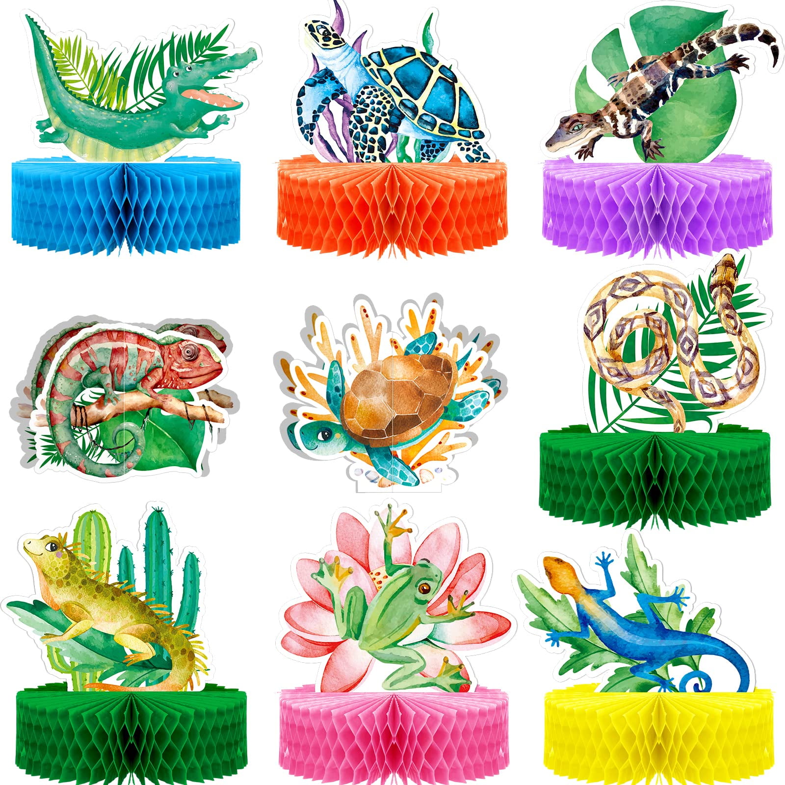 9 Pcs Lizard Birthday AIF4 Party Supplies Reptile Honeycomb Reptile ...