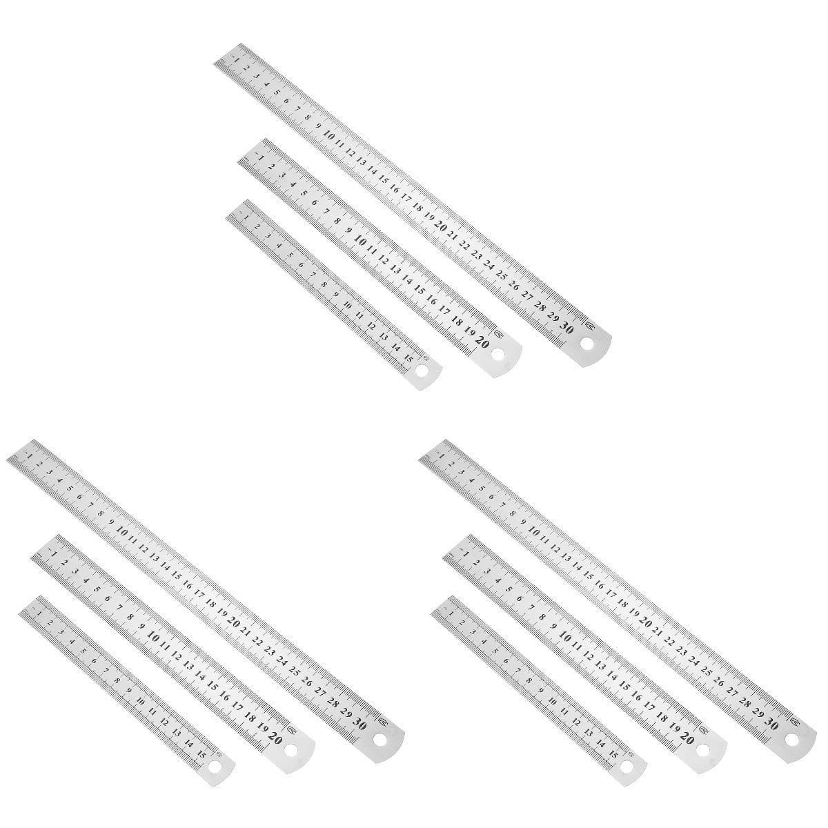 9 Pcs Measure Tool Metal Ruler Straight Rulers Drawing Ruler Steel ...