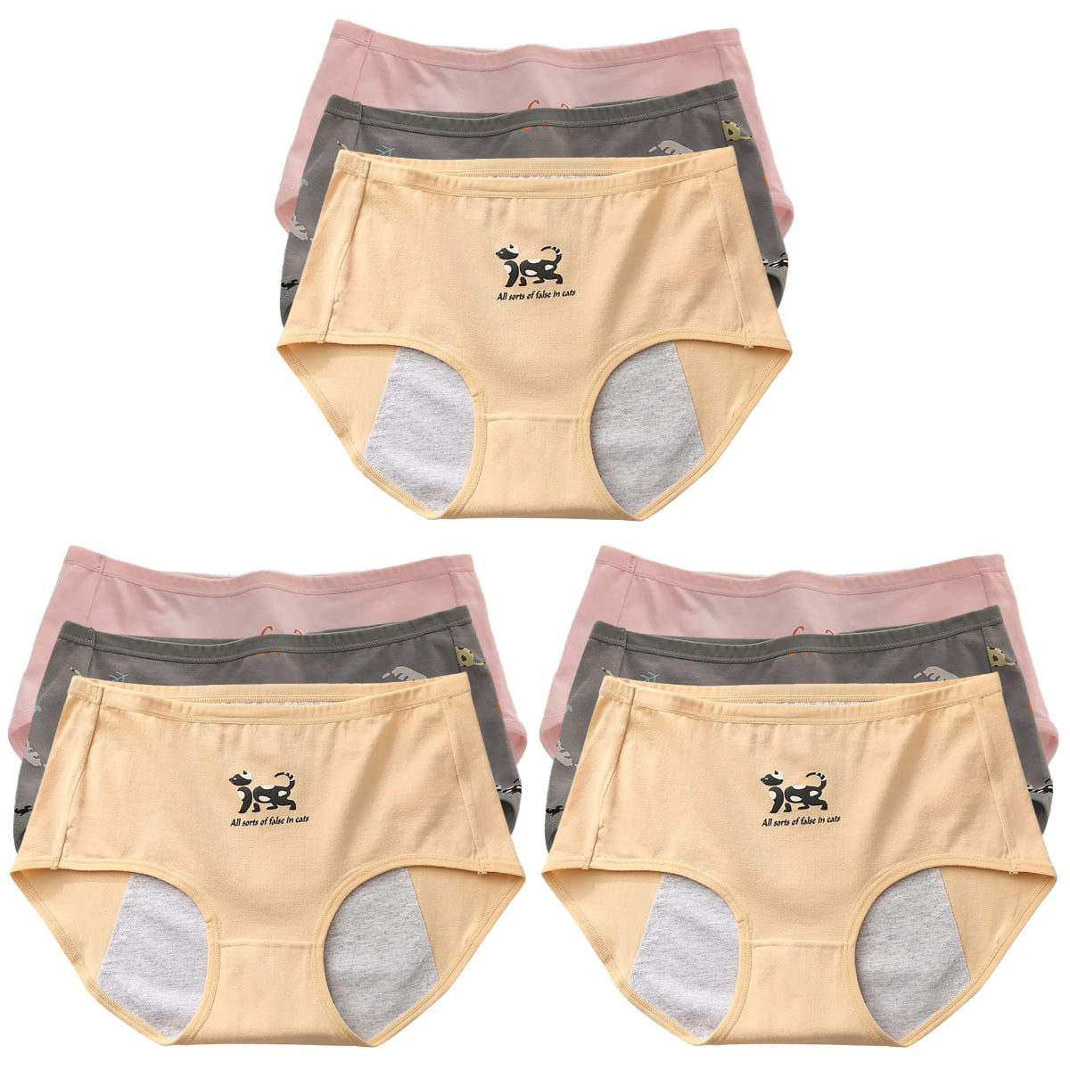 9 Pcs Menstrual Period Panties Girl Briefs For Women Leak Proof Girls