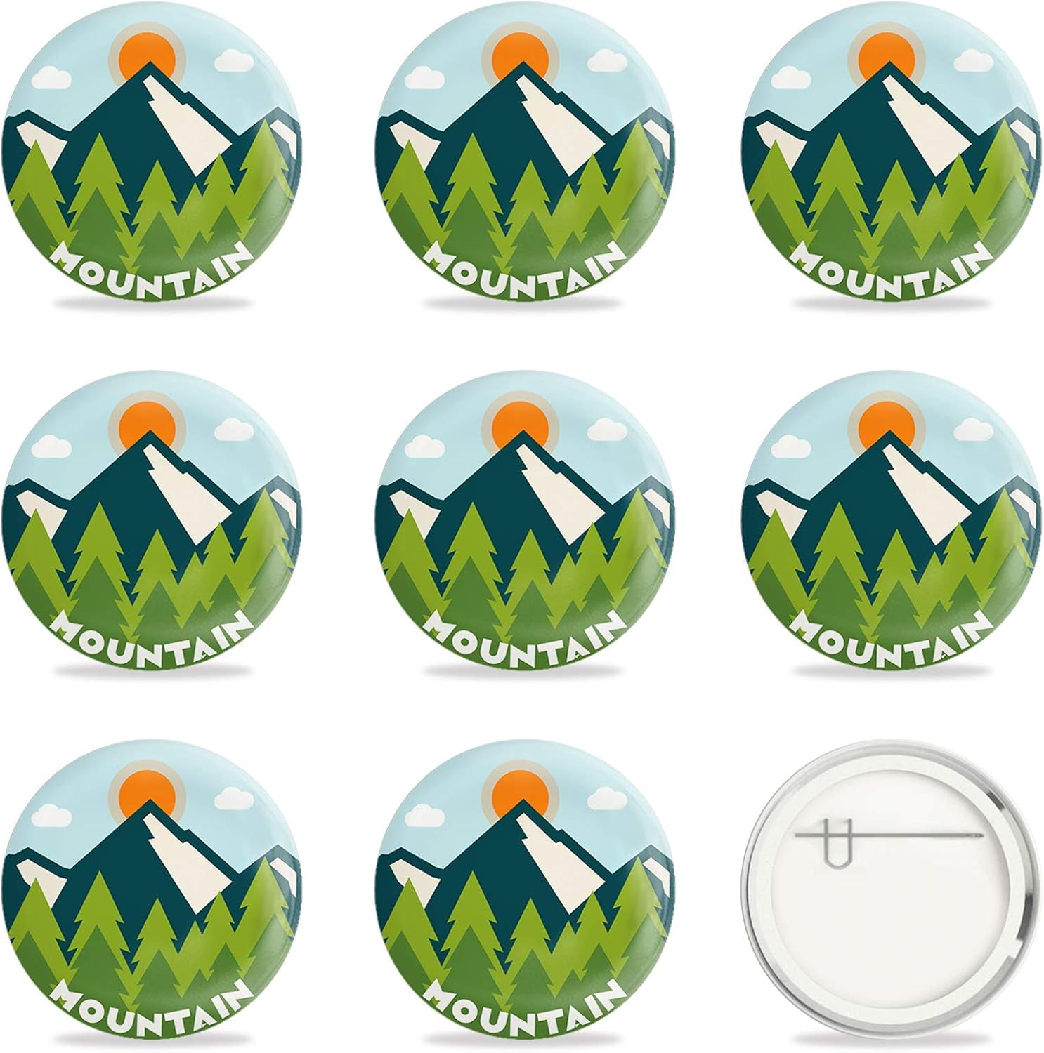 9 Pcs Mountain Pins Button Badges Mountain Forest Buttons Badge ...