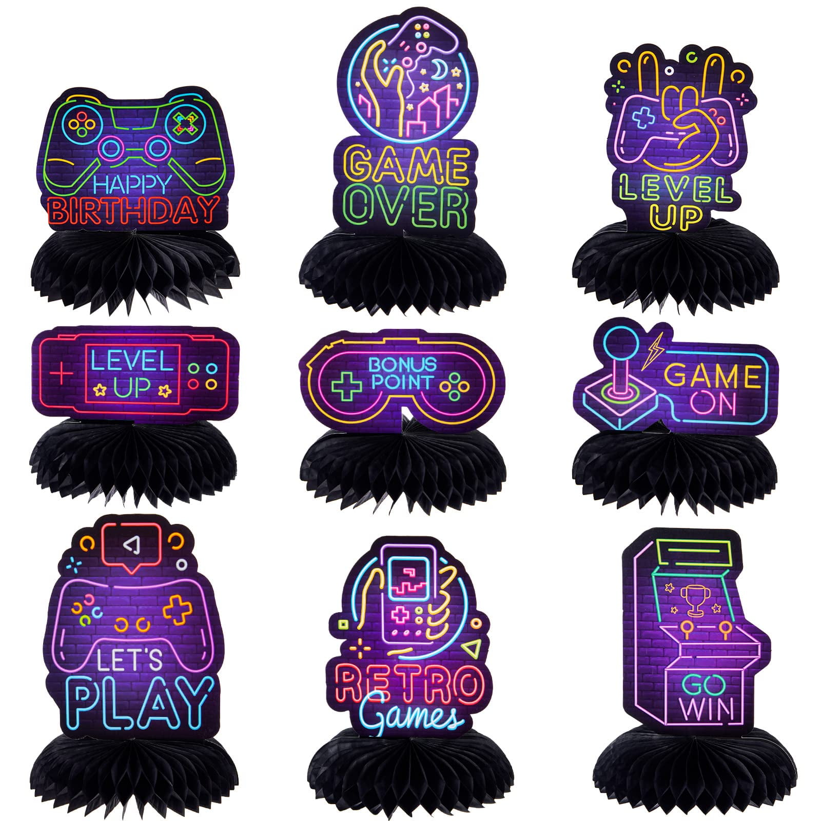 9 Pcs NeonEGSC Video Game Party Decorations Supplies Neon Video Game ...