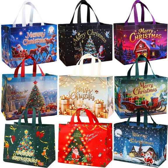 Christmas Tote Bags Gift Bags,Christmas Gift Bags Reusable Non-Woven ...