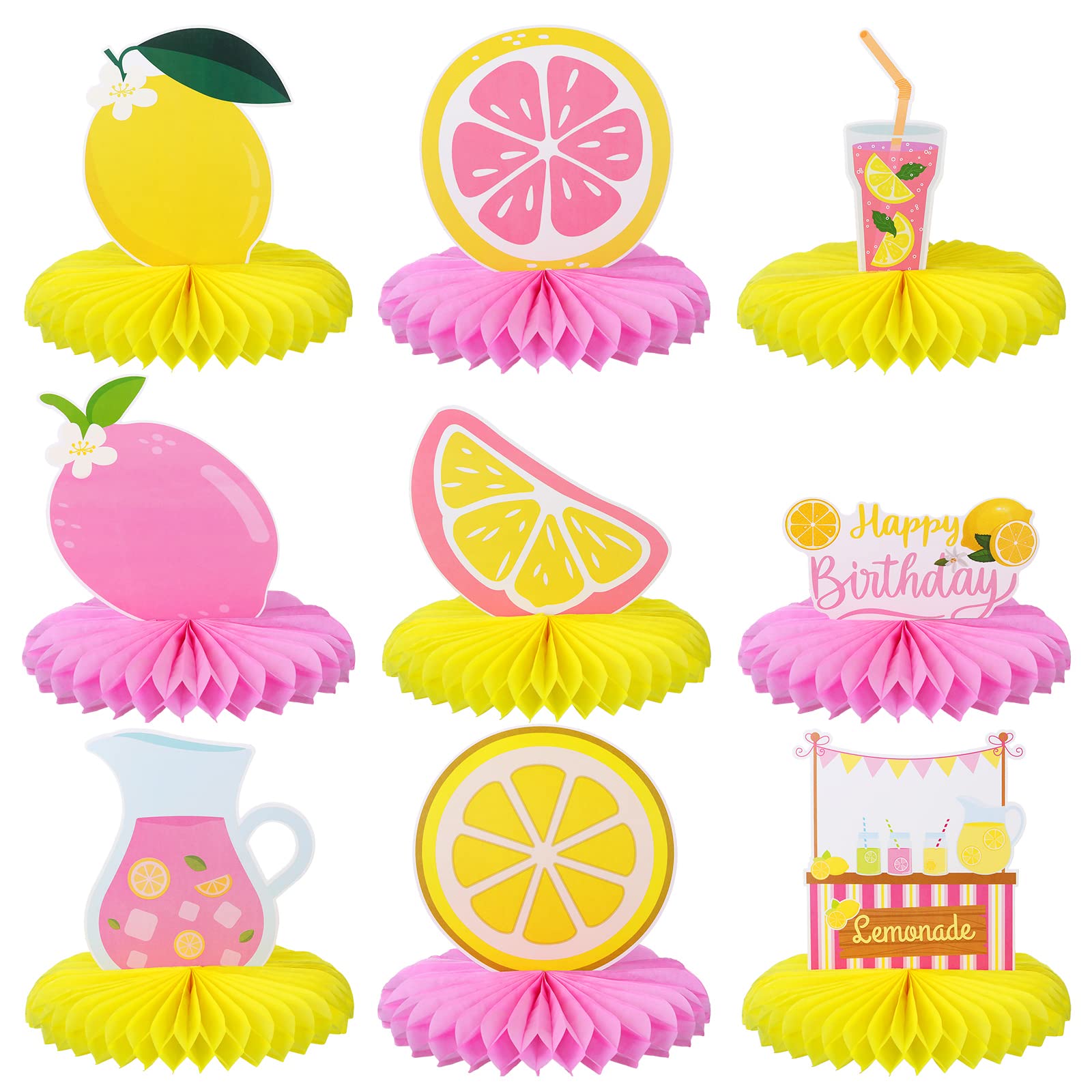 9 Pcs Pink Lemonade Party Honeycomb Centerpieces Lemon Honeycomb ...