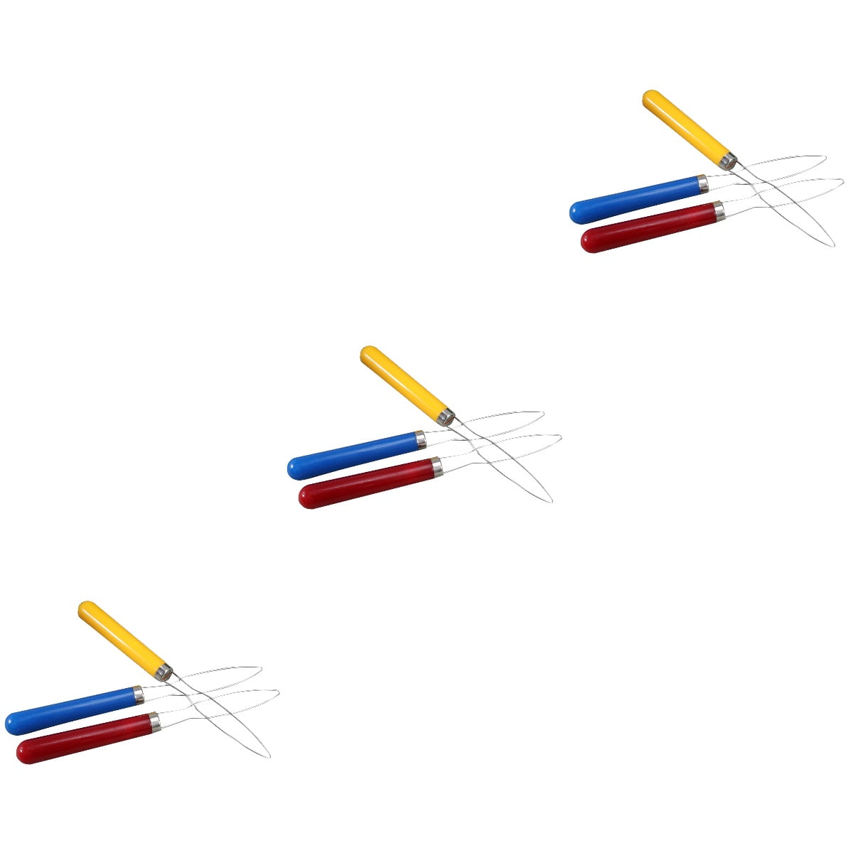 9 Pcs Plastic Handle Stainless Steel Button Hook Helper Grip Button ...