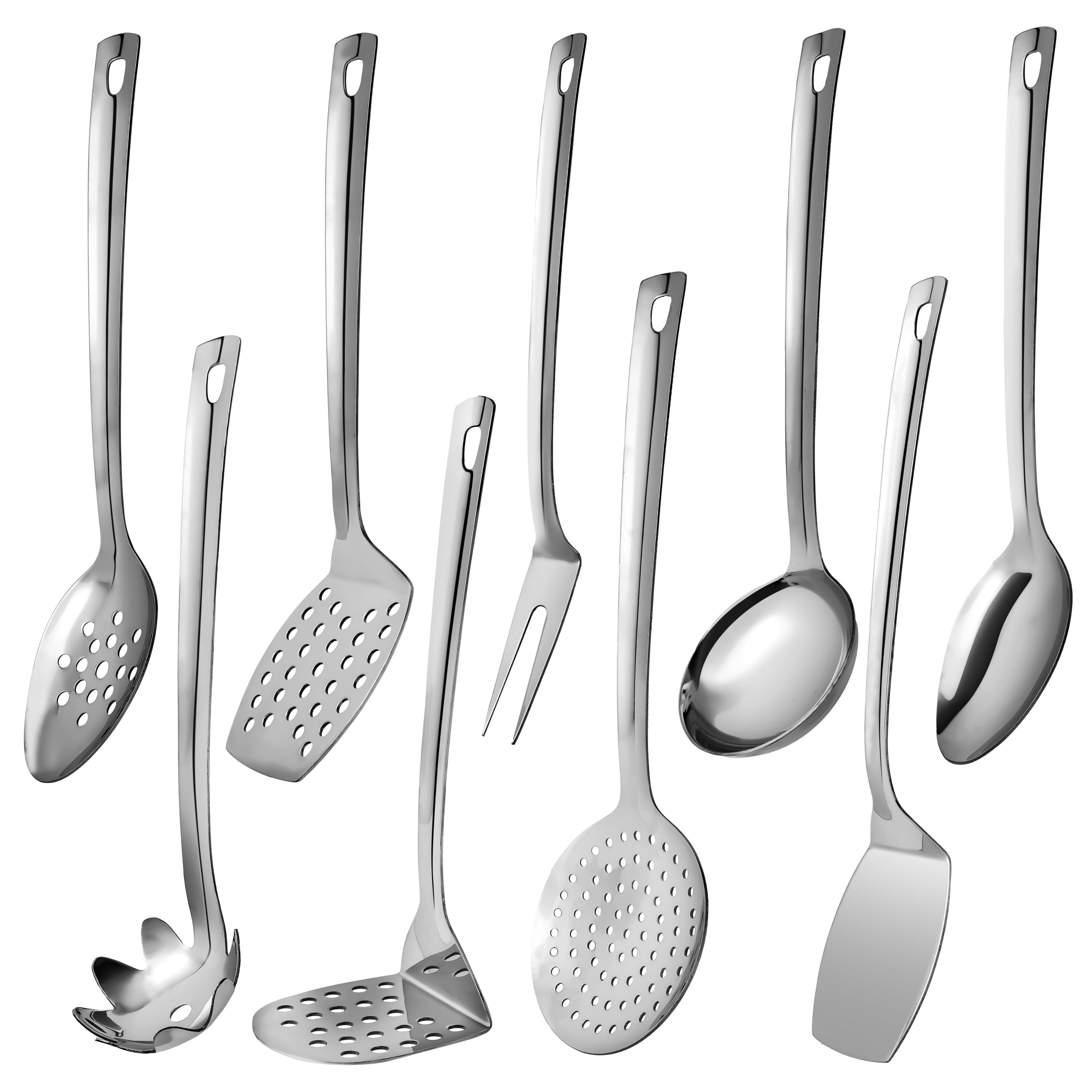 9 Pcs Premium Stainless Steel Kitchen Cooking Utensils Metal Cooking Utensils Tools Nonstick ...