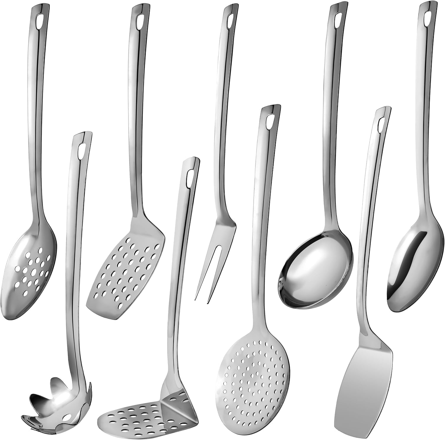 9 Pcs Premium Stainless Steel Kitchen Cooking Utensils Set Metal ...