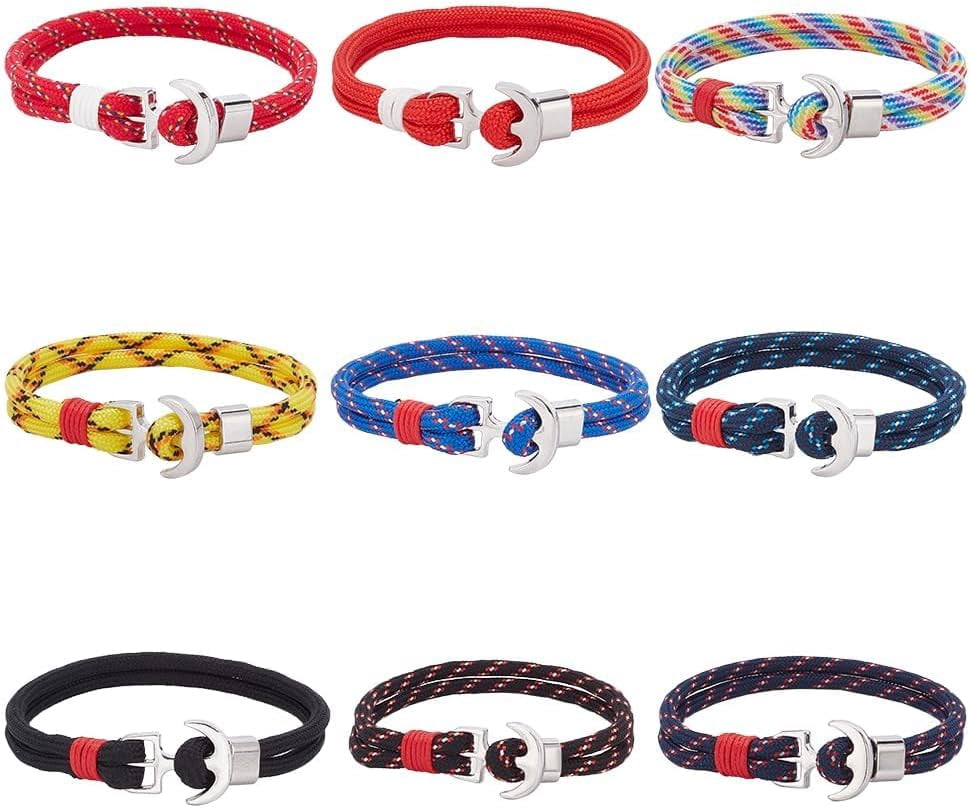 9 Pcs Rope Bracelet Anchor for DIY Women Men Wrap Rope Bracelet Anchor ...