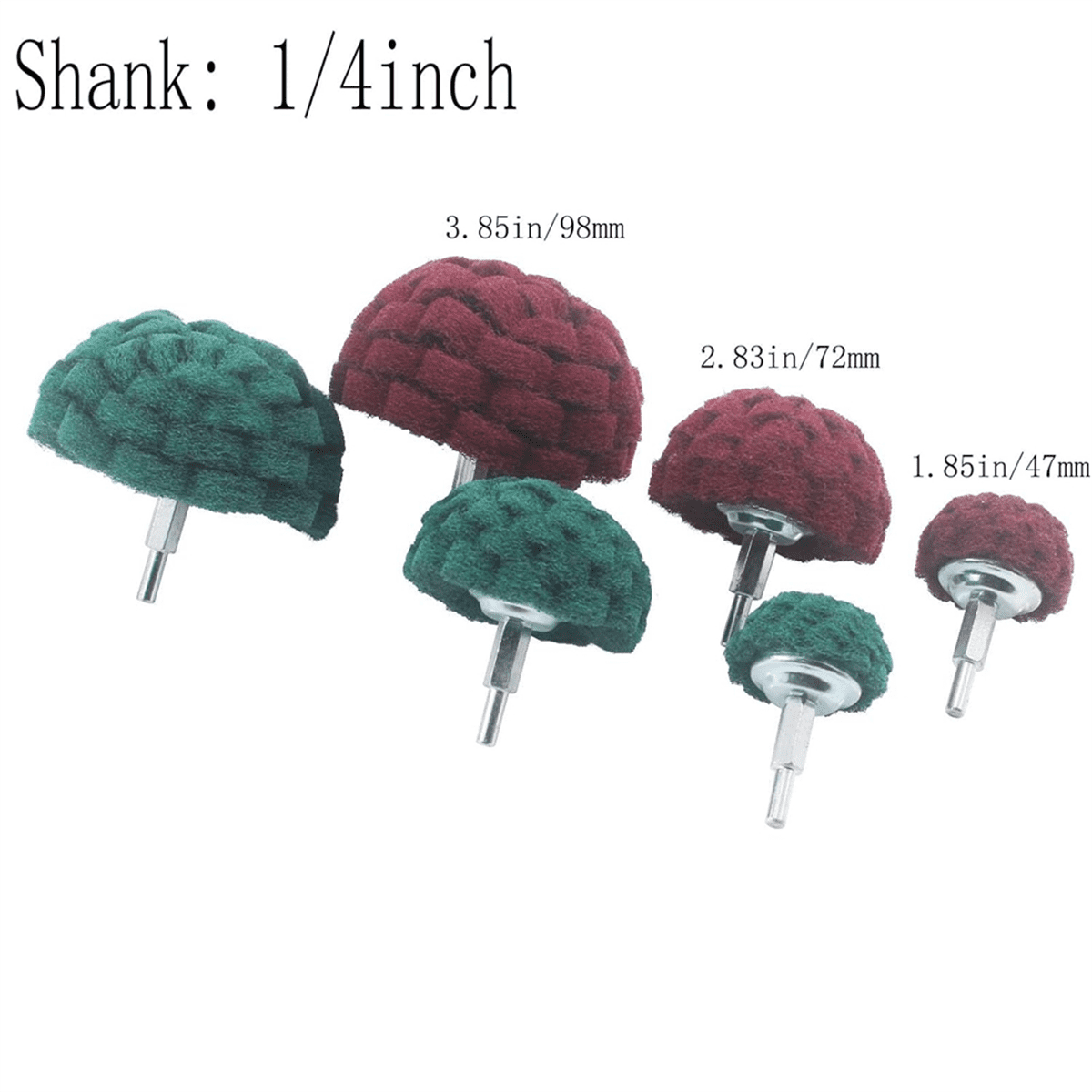 9 Pcs Scouring Pads, 1/4inch Shank Half Ball Shape Non Woven Buffing ...