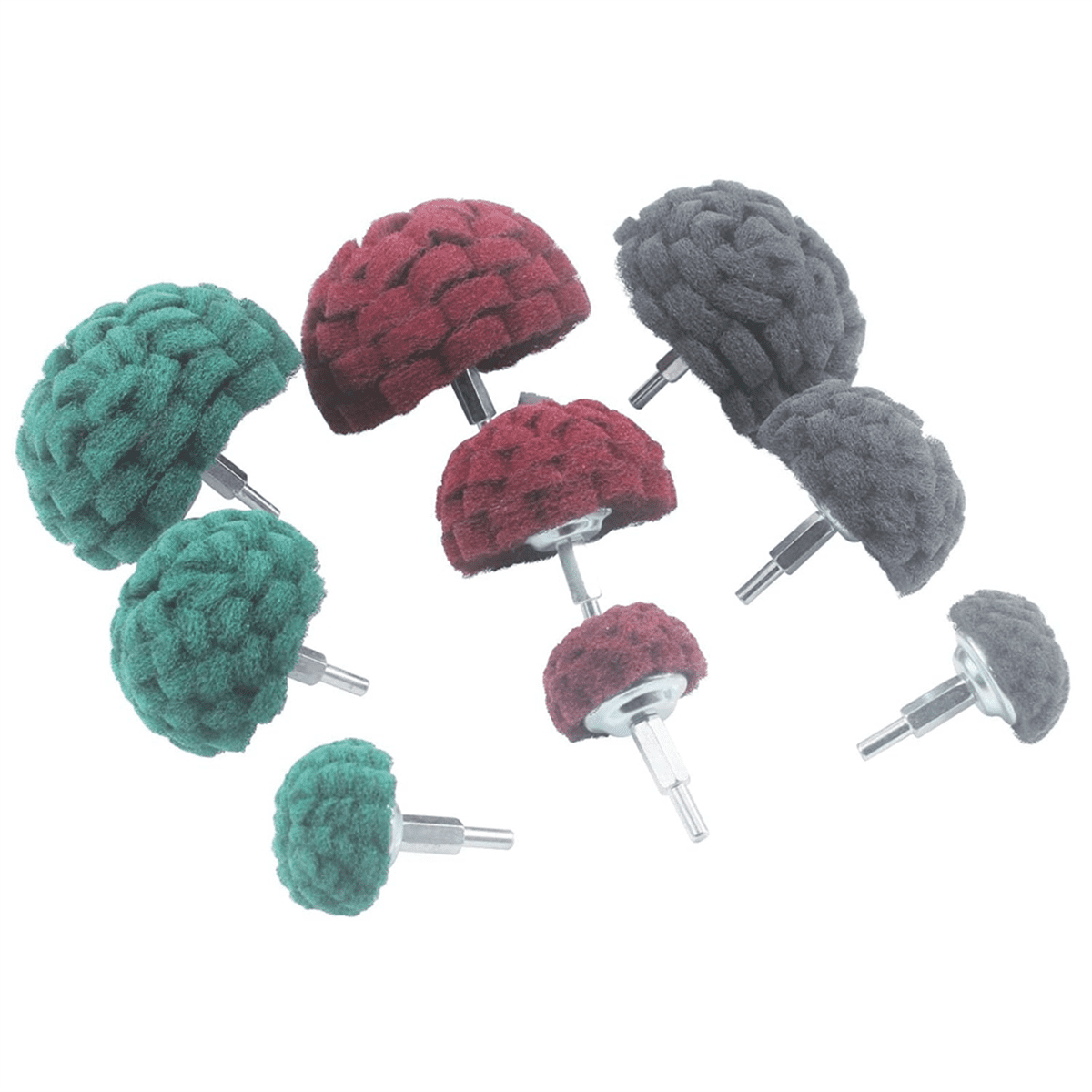 9 Pcs Scouring Pads, 1/4inch Shank Half Ball Shape Non Woven Buffing ...