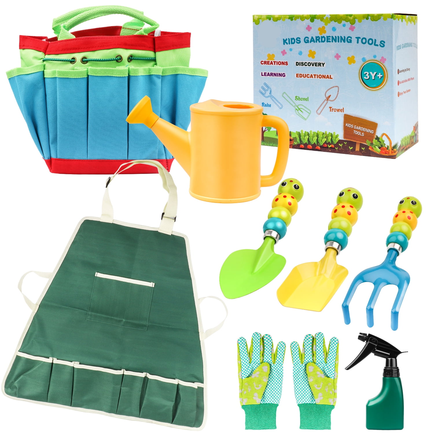 9 Pcs/Set Kids Gardening Garden Tools Gloves Bag Watering Can Spray ...