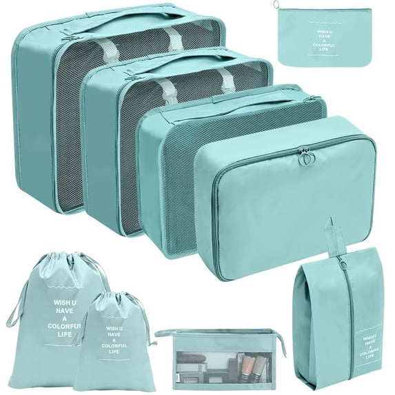 9 Pcs Set Travel Organizer Storage Bags Suitcase Packing Cubes Set ...