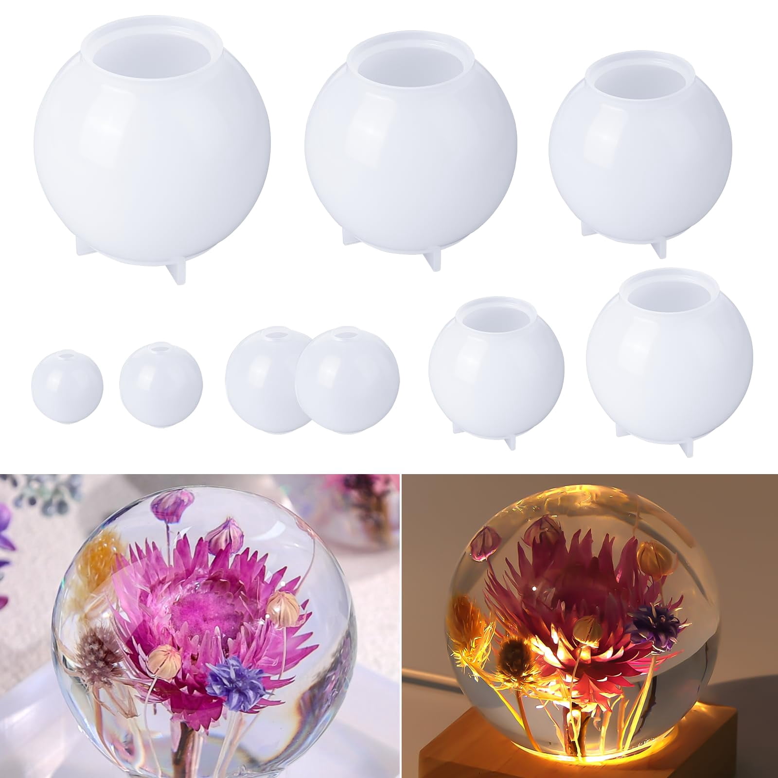 9 Pcs Sphere Silicone Molds for Resin, Seamless 3D Sphere Molds ...