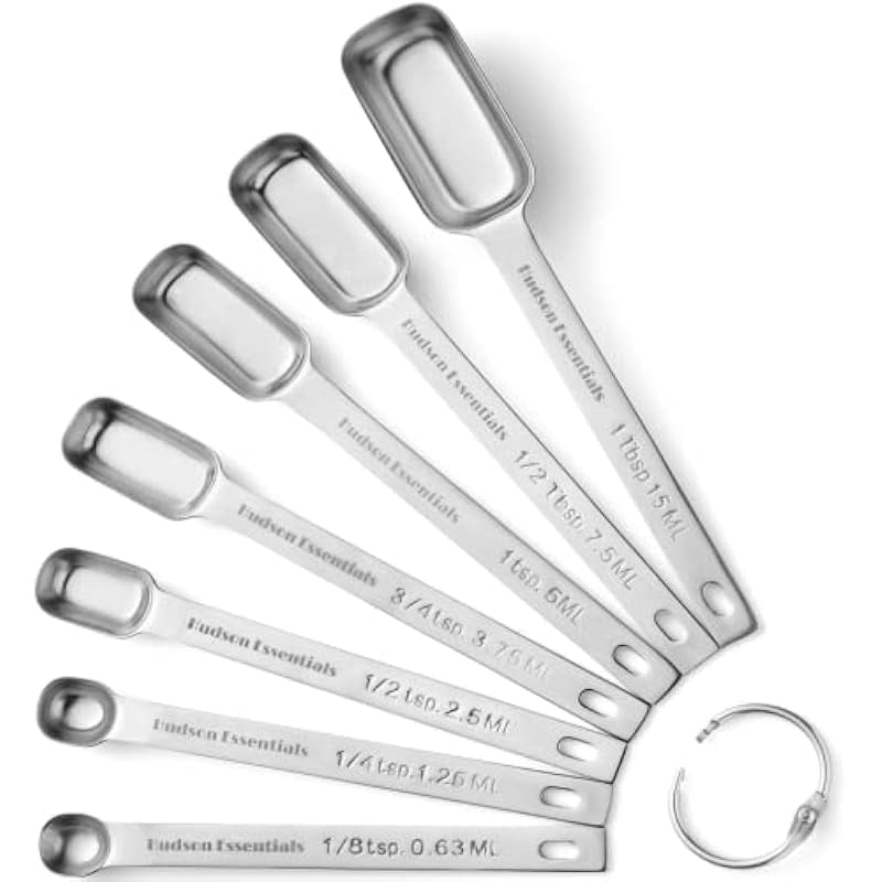 9 Pcs Stainless Steel Square Head Measuring Spoons Set with Leveler ...